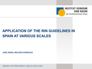 APPLICATION OF THE RIN GUIDELINES IN SPAIN AT VARIOUS SCALES | PPT