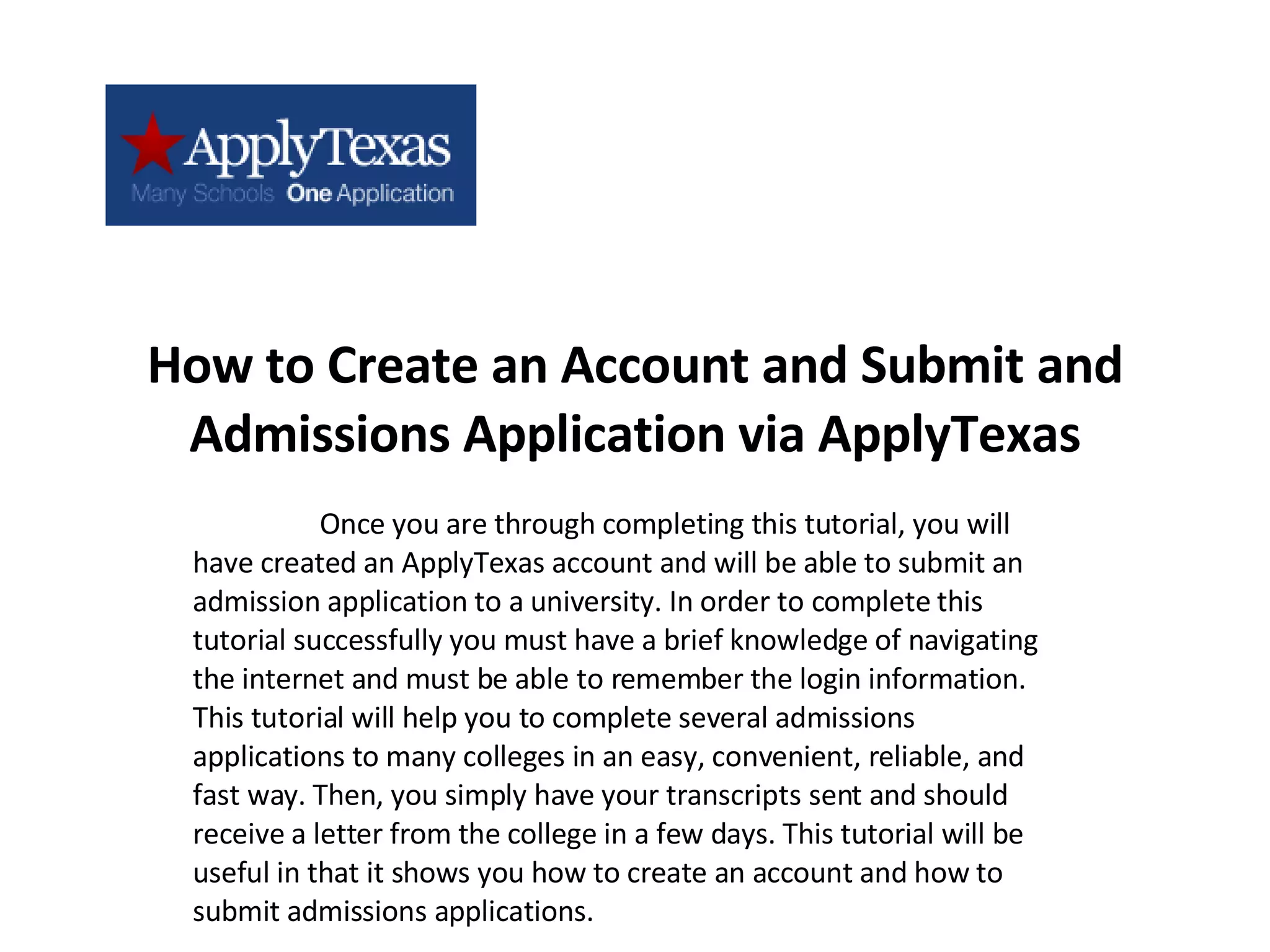 Using Apply Texas | PPT