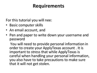ApplyTexas Instructions | PPT