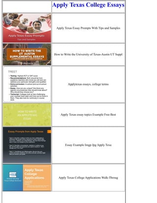 Apply Texas College Essays | PDF
