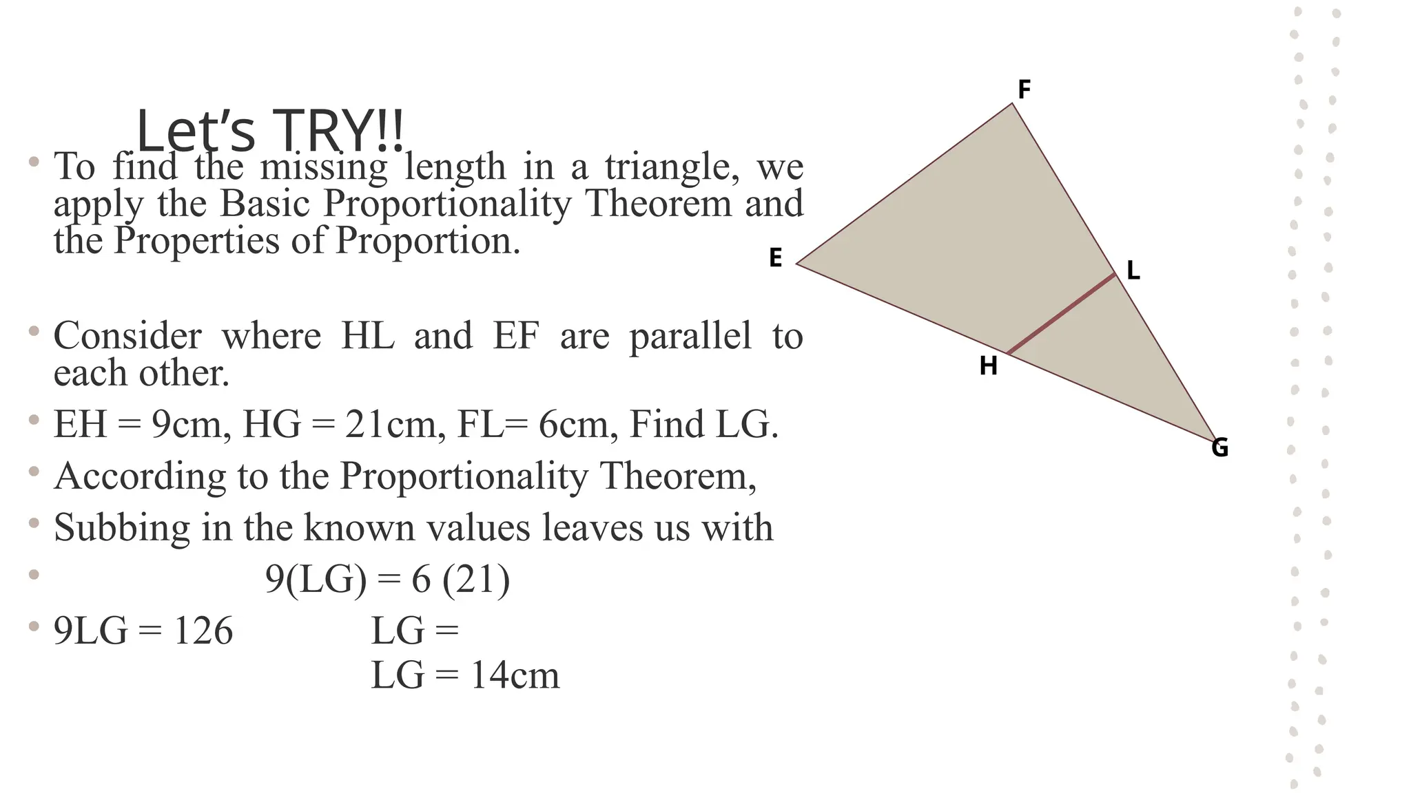 Apply the Fundamental Theorems of Proportionality to Solve.pptx