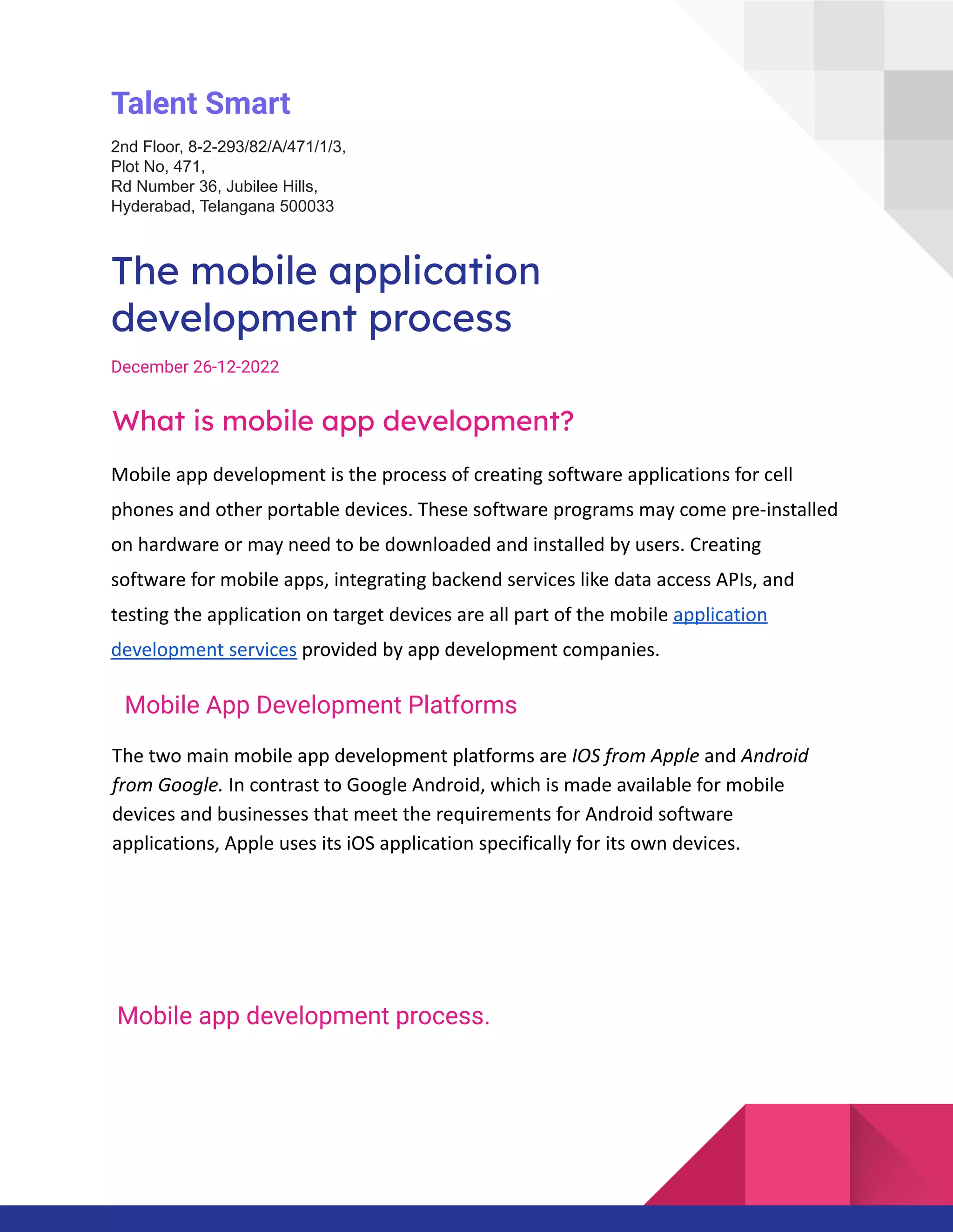 Mobile application development process | PDF