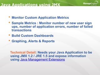 Manageengine Applications Manager for custom application monitoring | PPT