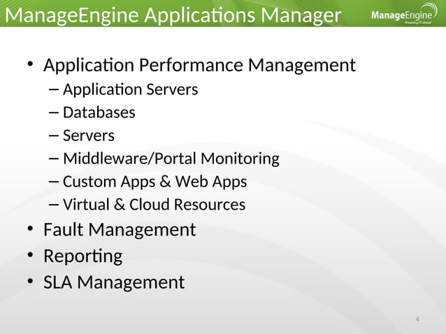 Manageengine Appmanagerplus Overview Ppt