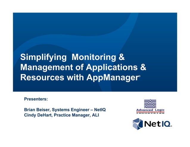 Systems Resource Management with NetIQ AppManager | PPT