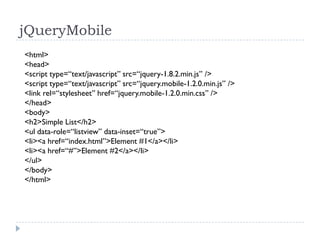 Android App Development using HTML5 Technology | PPTX | Web Design and HTML | Internet
