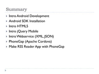Android App Development using HTML5 Technology | PPTX | Web Design and HTML | Internet