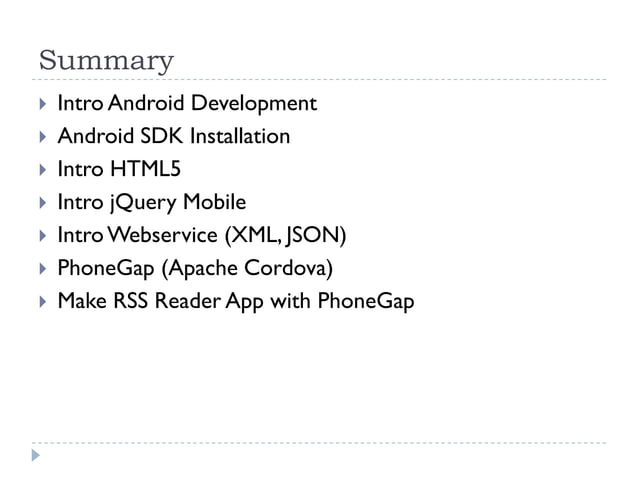 Android App Development using HTML5 Technology | PPTX | Web Design and HTML | Internet