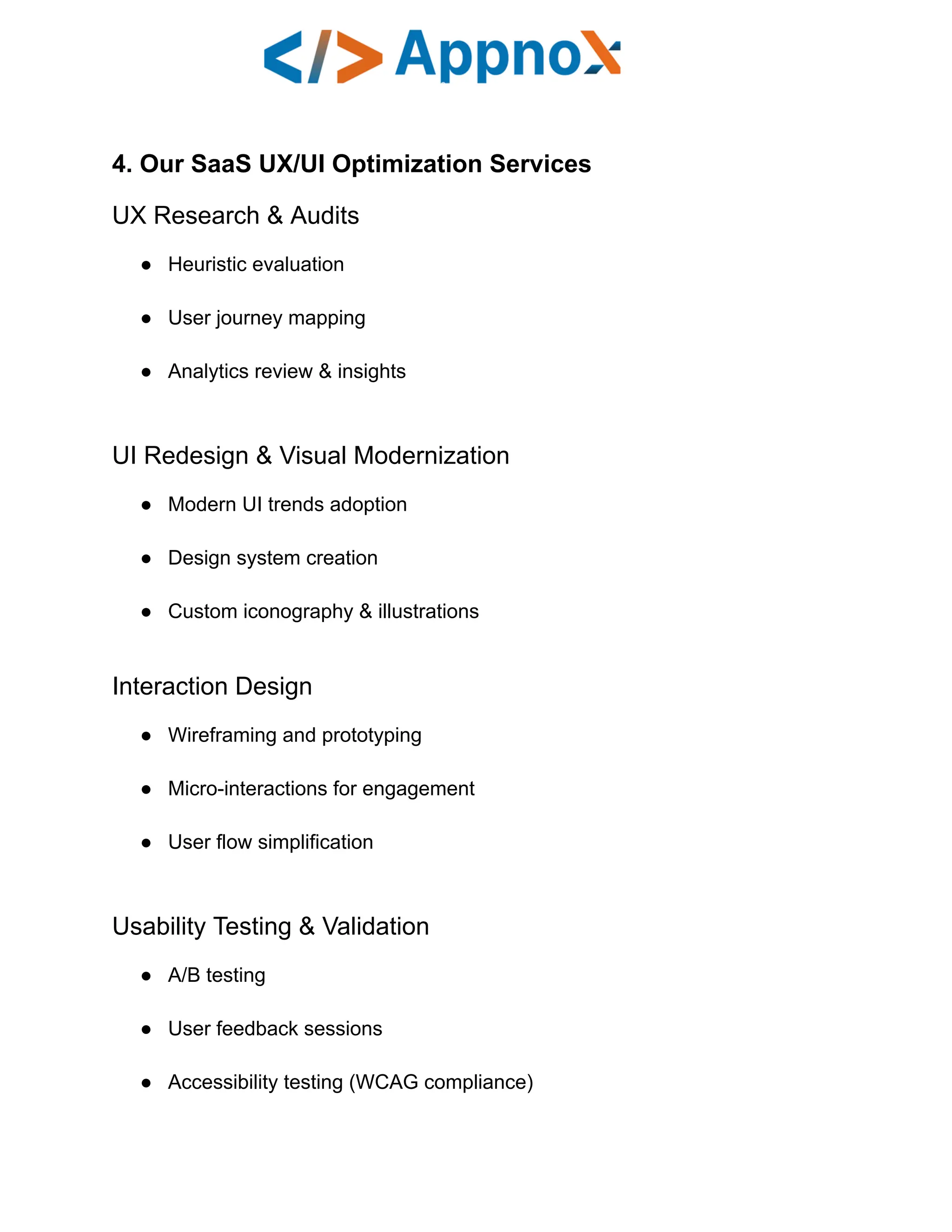 SaaS UI/UX Optimization Appnox technology | PDF