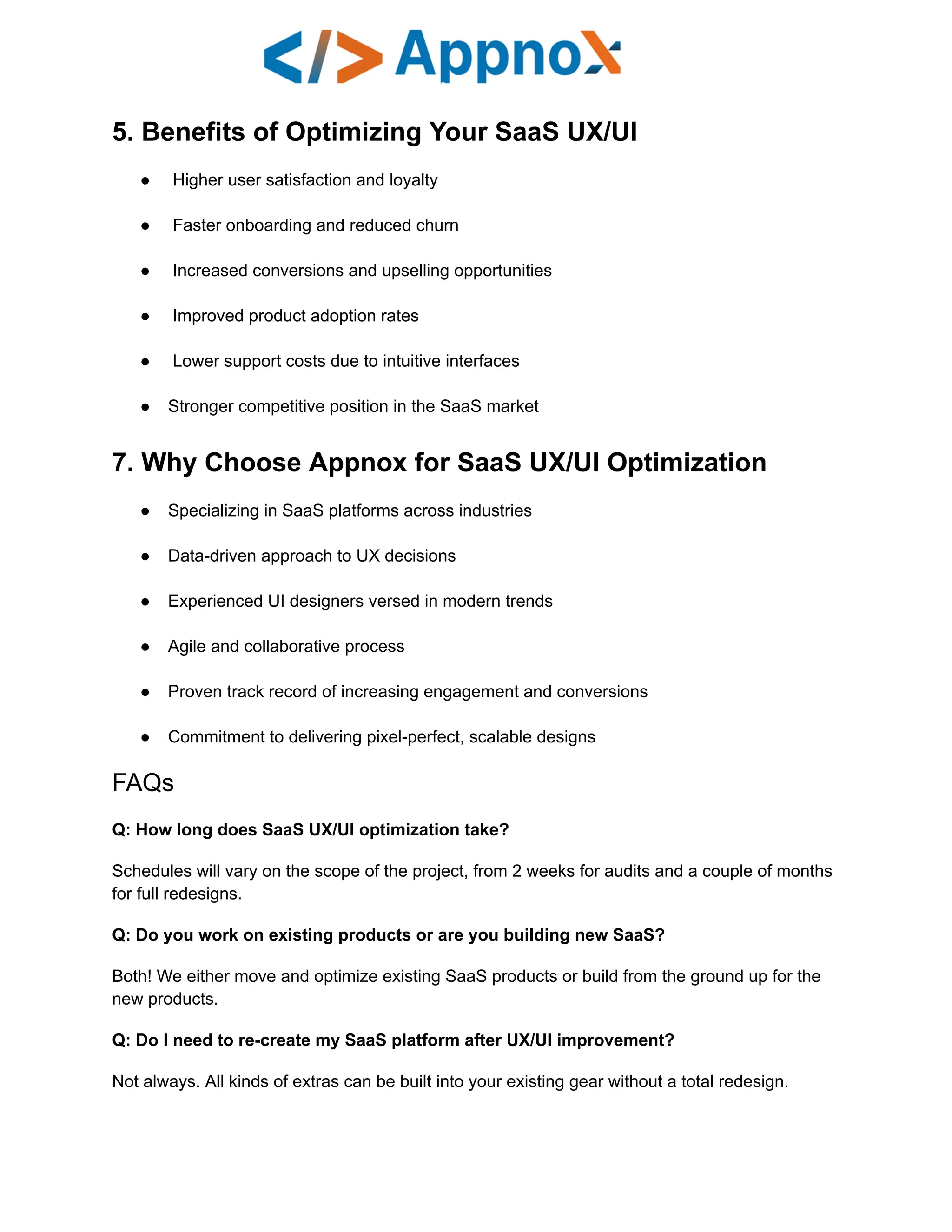 SaaS UI/UX Optimization Appnox technology | PDF