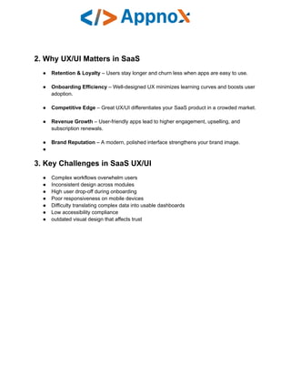 SaaS UI/UX Optimization Appnox technology | PDF
