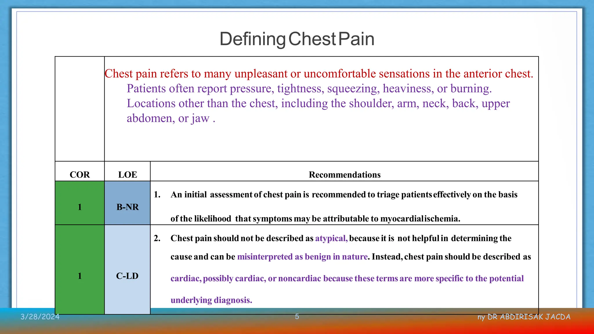 appoach to non traumatic chest pain.pptx