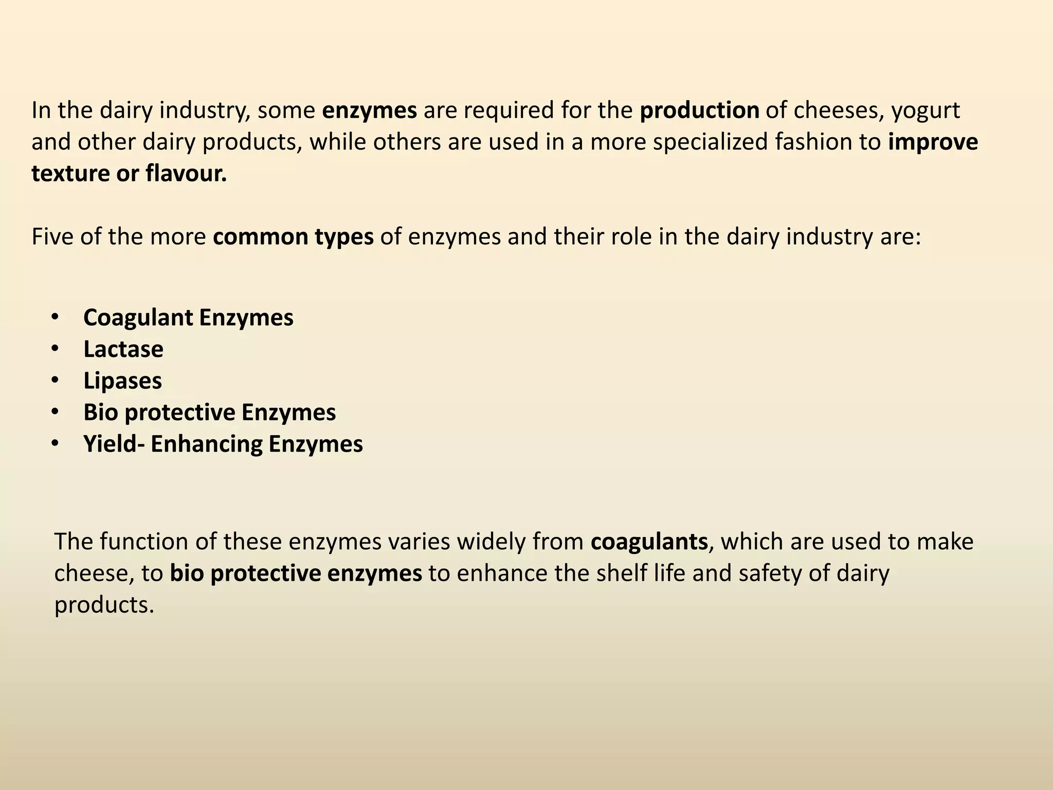App of enzymes in dairy industry | PPTX
