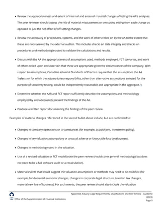 Appointed Actuary Legal Requirements Qualifications and Peer Review ...