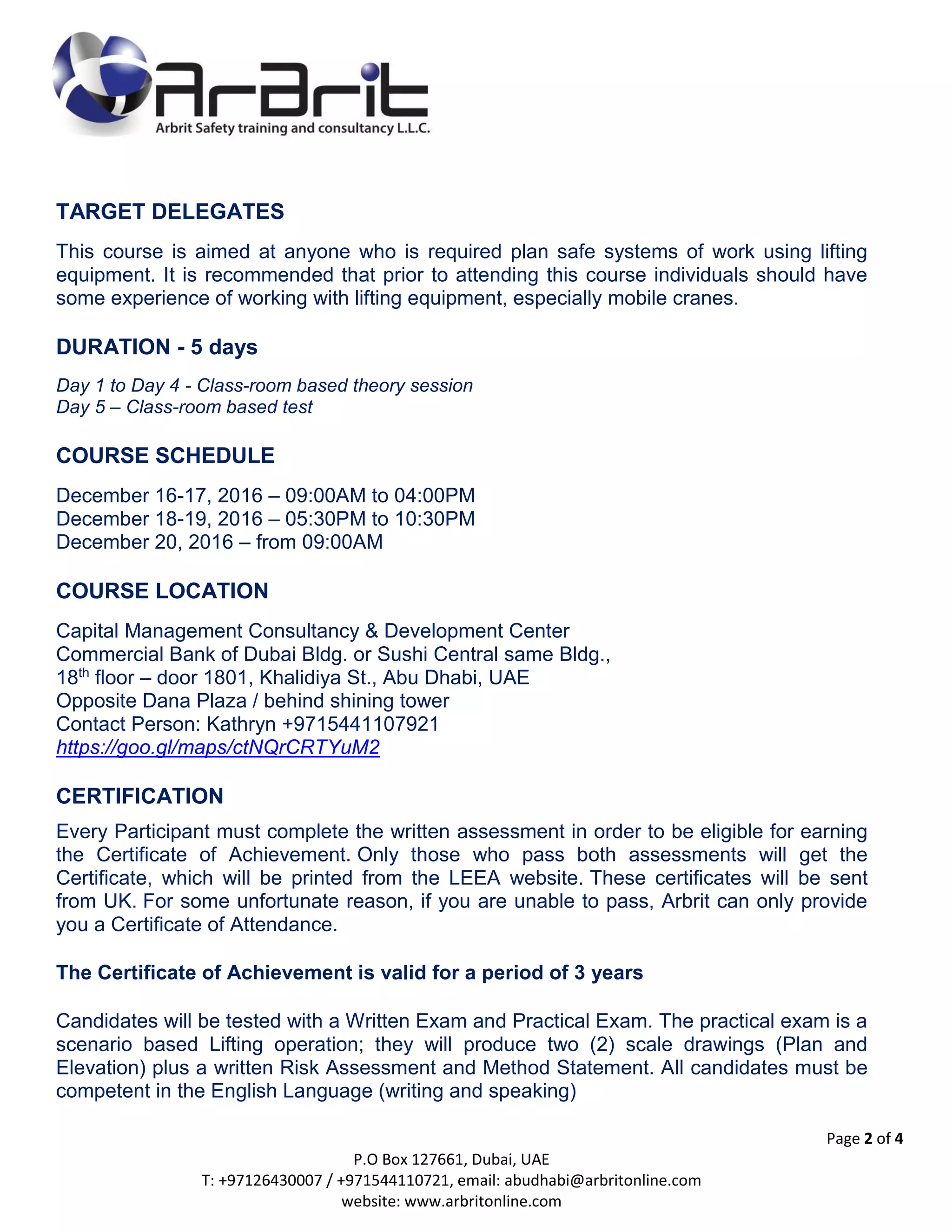 LEEA Appointed Person in lifting Operations accreditation training | PDF