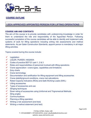 LEEA Appointed Person in lifting Operations accreditation training | PDF