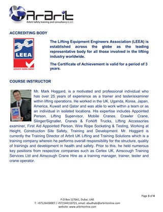 LEEA Appointed Person in lifting Operations accreditation training | PDF