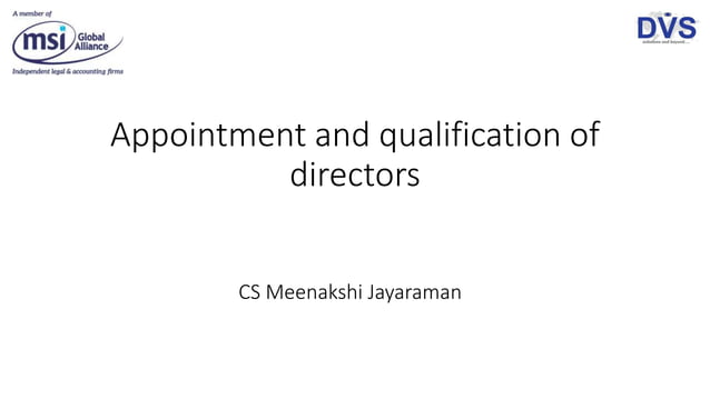 Appointment and qualification of directors | PPTX