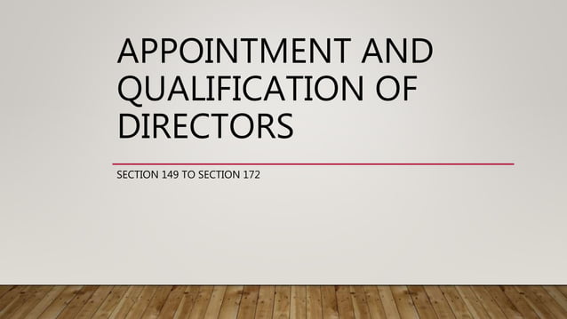 Appointment and qualification of directors | PPTX
