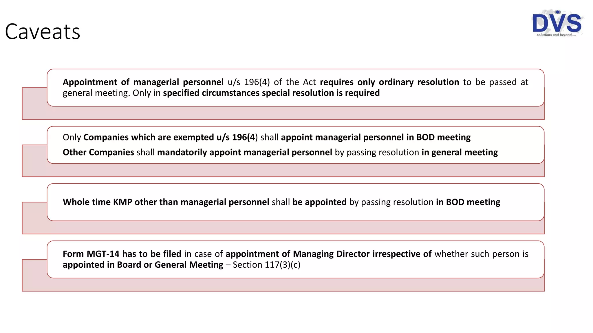 Appointment and qualification of managerial personnel or key managerial ...