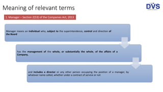 Appointment and qualification of managerial personnel or key managerial ...