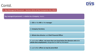 Appointment and qualification of managerial personnel or key managerial ...