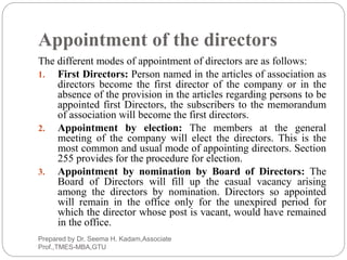 Appointment and removal of directors | PPTX | Business Accounting ...