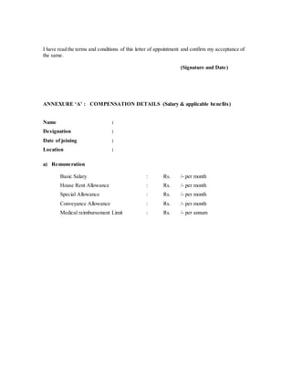 Appointment letter | DOCX | Law