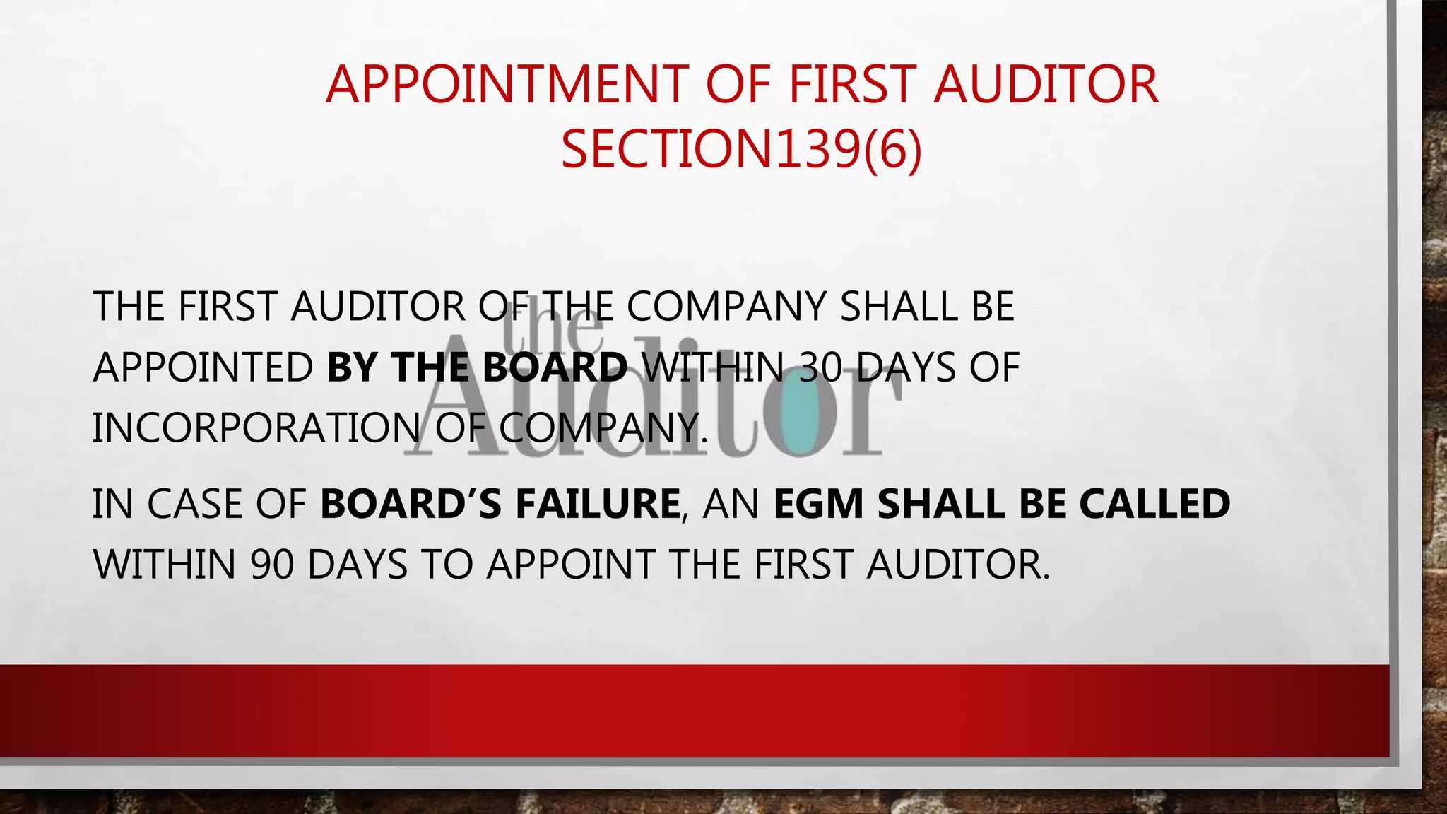 Appointment & Removal of auditor | PPTX