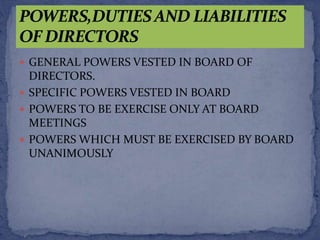 Appointment of directors powers, duties and liabilities | PPTX