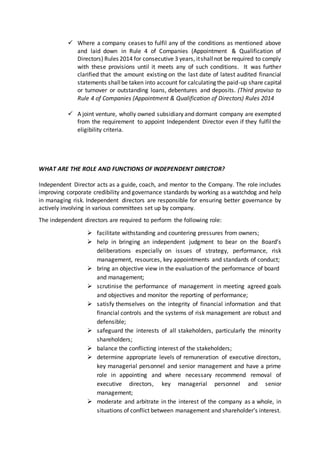 INDEPENDENT DIRECTOR UNDER COMPANIES ACT 2013 | PDF