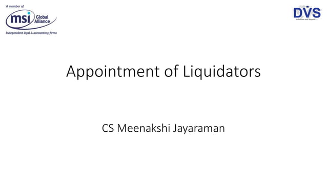 Appointment of Liquidators | PPTX