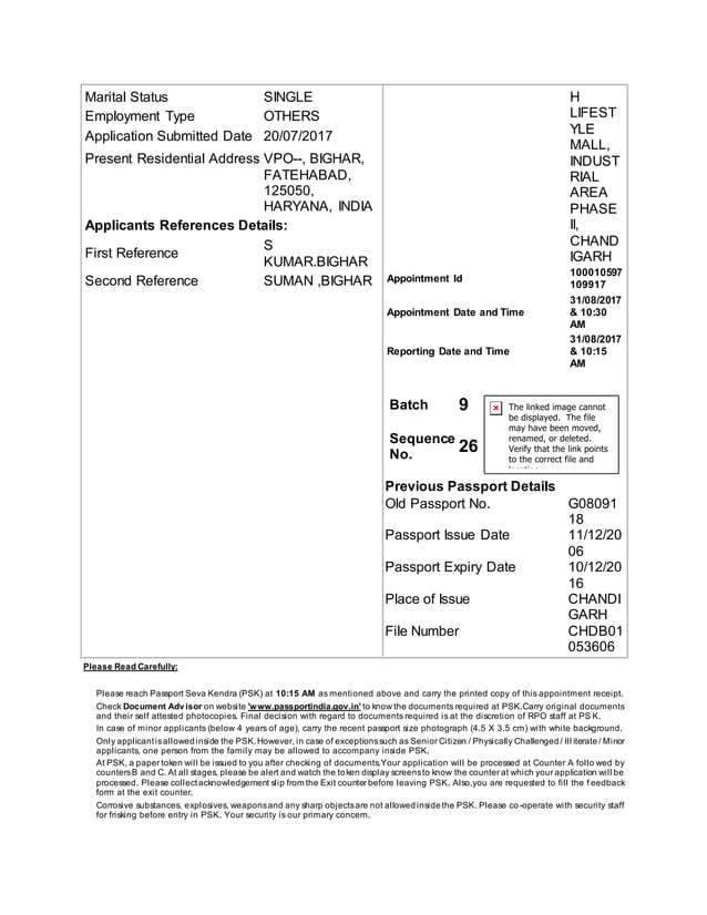 Appointment reciept | DOCX | Travel