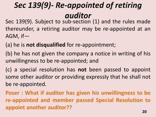 Appointment, Removal Resignation of auditors | PPTX