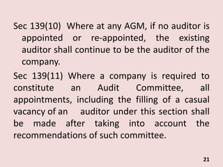 Appointment, Removal Resignation of auditors | PPTX