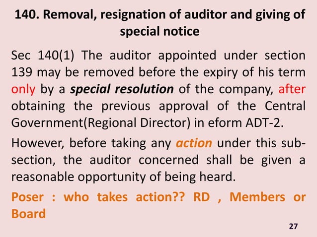 Appointment, Removal Resignation of auditors | PPTX