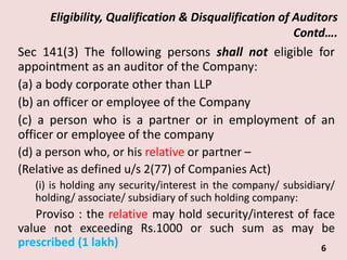 Appointment, Removal Resignation of auditors | PPTX