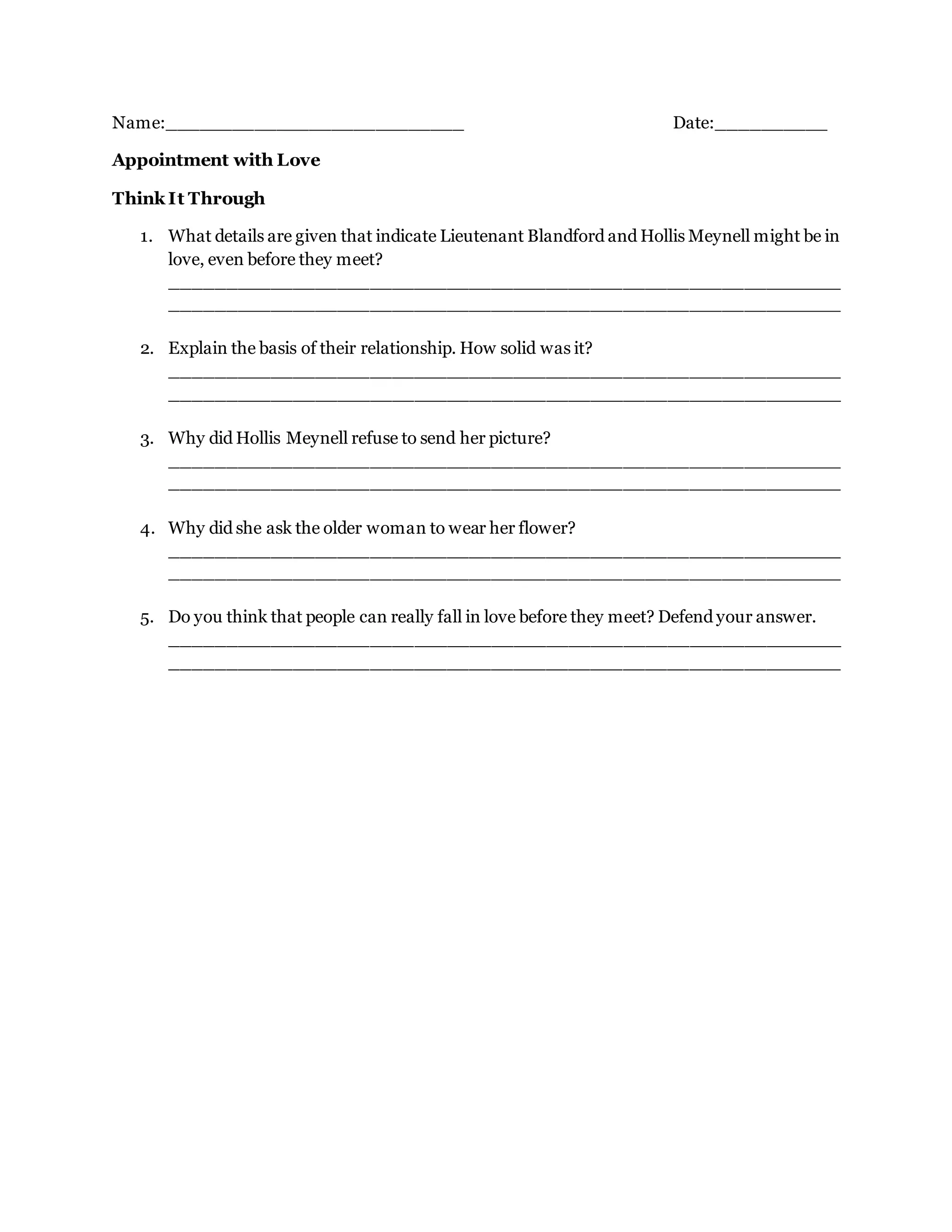 Appointment with love | DOCX