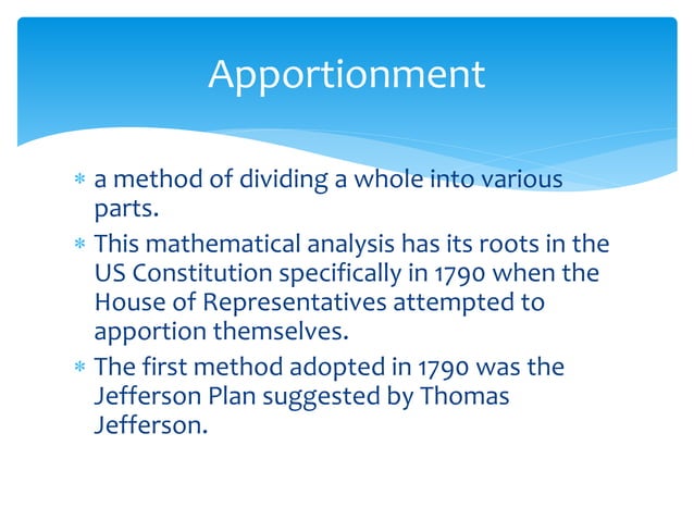 Apportionment and Voting | PPTX | Elections | Politics