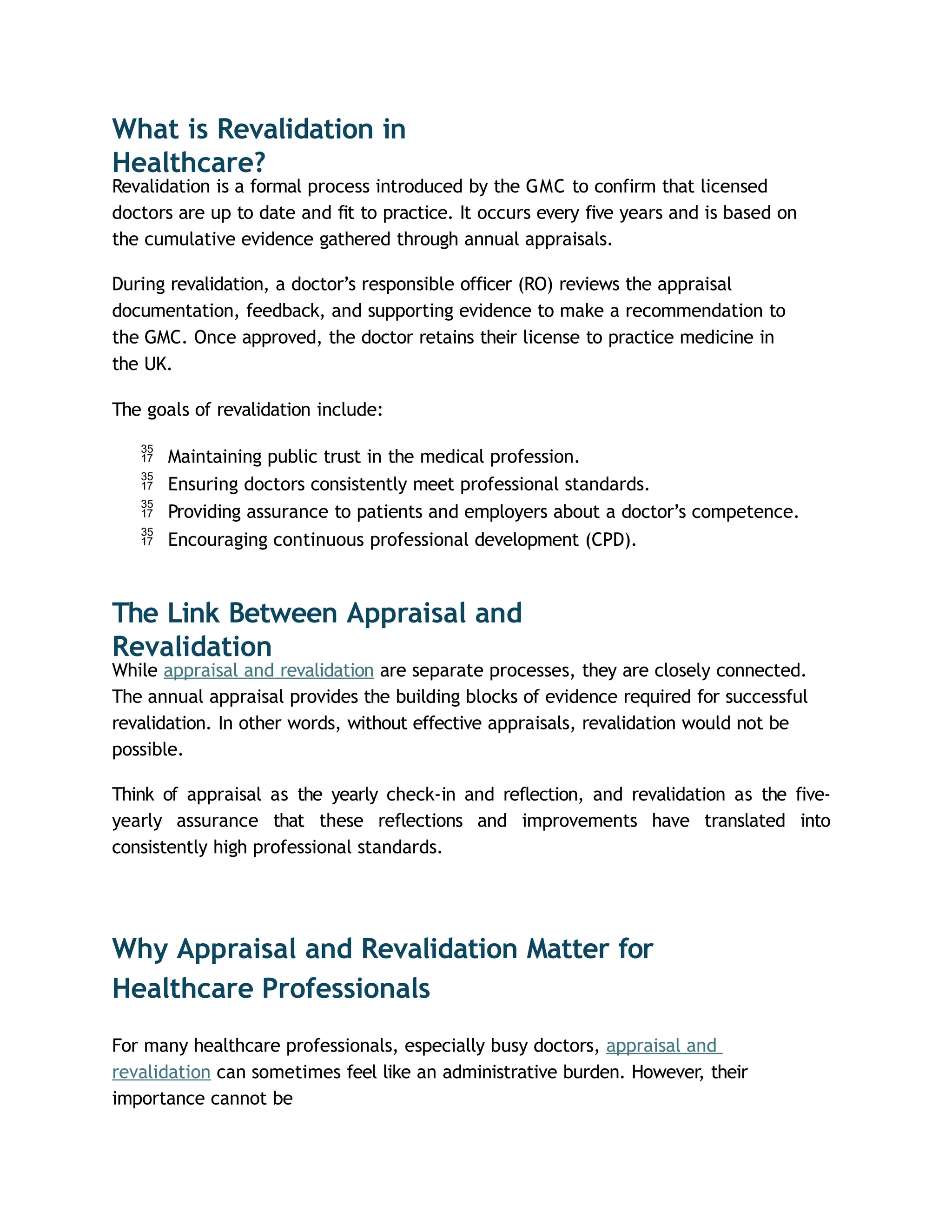 Appraisal and Revalidation Explained- A Complete Guide for Healthcare ...