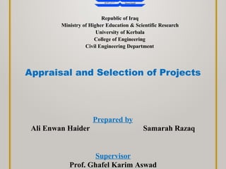 Appraisal and Selection of Projects6522622.pptx