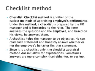 Appraisal methods and its importance | PPT