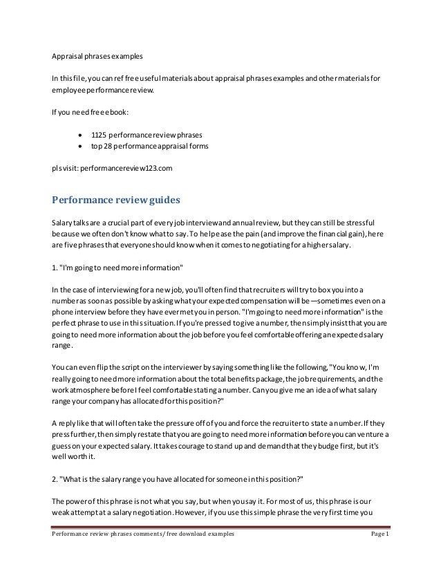 Appraisal Phrases Examples appraisal-phrases-examples