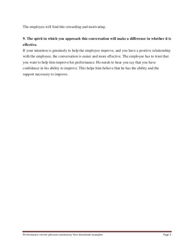 Appraisal Phrases Free Appraisal Phrases Free