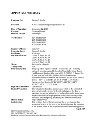 Appraisal Report (Prepared by USC REM Students) | DOCX