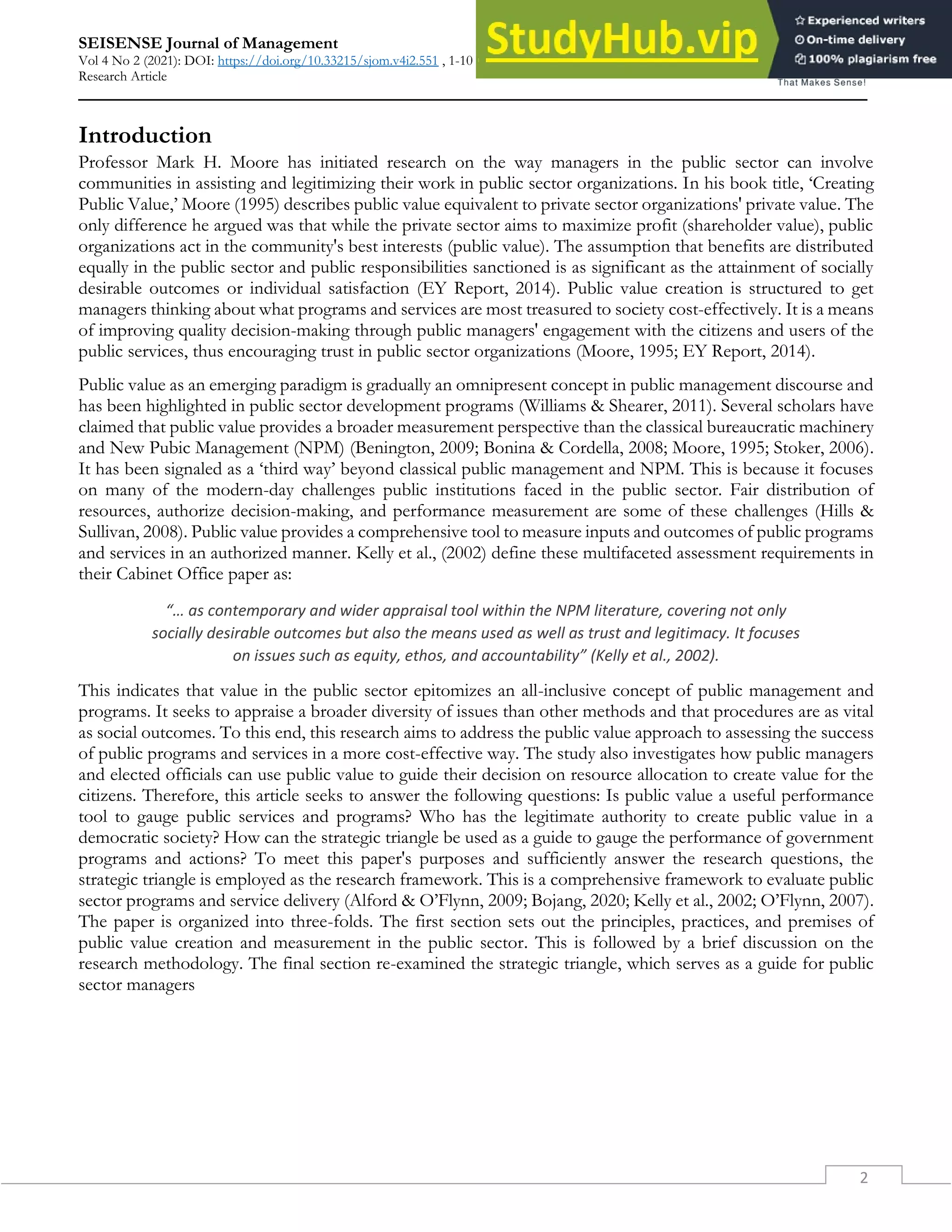 Appraising Public Value. Moore S Strategic Triangle | PDF
