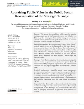 Appraising Public Value. Moore S Strategic Triangle | PDF