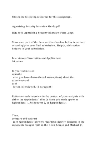 Appraising Security AssignmentAfter reading Keith Krause and Mi.docx