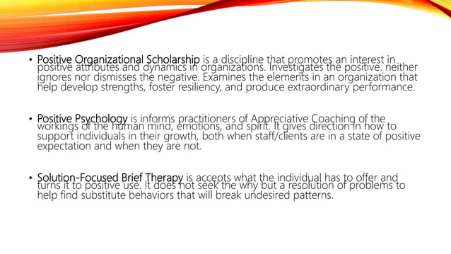 Appreciative coaching in Business | PPTX | Business | Business and Finance