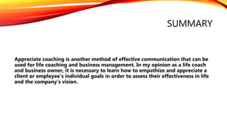 Appreciative coaching in Business | PPTX
